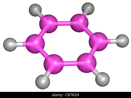 Benzene (C6H6) aromatic hydrocarbon molecule, flat icon style. Carbon ...