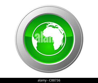 Globe icon. Globe website button on green low poly background Stock ...