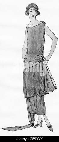 Fashion illustration circa 1922. Long straight coat of Persian lamb ...