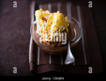 Chocolate floating island Stock Photo - Alamy