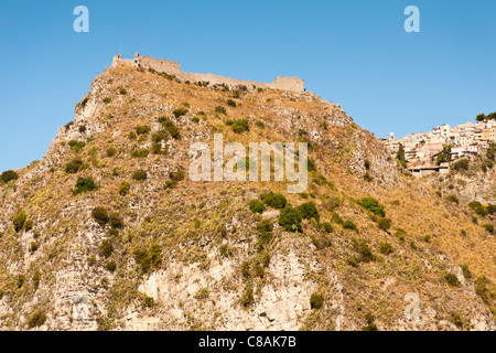 Saracens Castle above the town of Taormina, Sicily, Italy Stock Photo ...