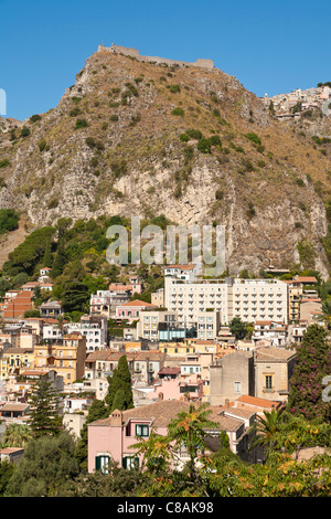 Saracens Castle above the town of Taormina, Sicily, Italy Stock Photo ...