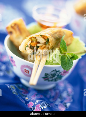 Chicken and vegetable Thai nem Stock Photo - Alamy