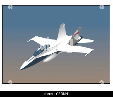 The F-18 Systems Research Aircraft (SRA) is depicted in a line art ...