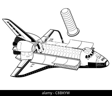 This line art drawing of the STS-Space Shuttle provides detailed ...