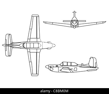 This line art drawing illustrates the 3-view projection of the X-1B, a ...