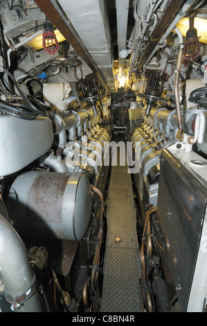 Engine room HMS Ocelot O Class diesel electric submarine at Chatham ...