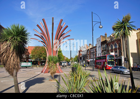 'Railway Tree' sculpture, High Street, Stratford, Newham Borough ...