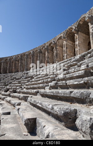 View of Roman Amphitheatre of Aspendos, ancient ruins, Aspendos, Turkey ...