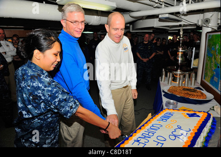 celebration of the Navy's 236th birthday aboard the aircraft carrier ...