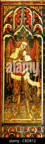 Filby, Norfolk, rood screen, St. Peter with the keys to heaven and book ...