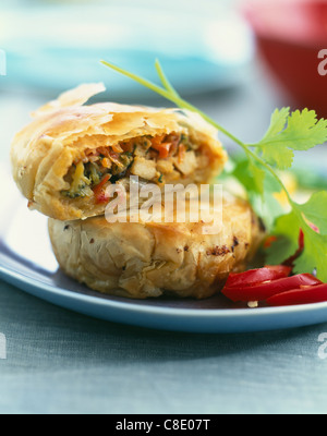 Chicken and vegetable mini pastillas Stock Photo - Alamy