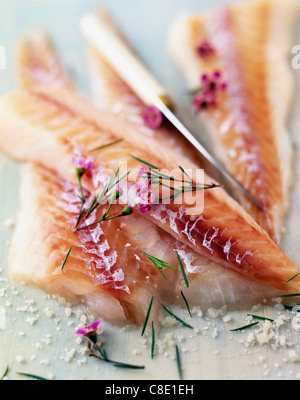 Fresh raw cod fish fillet, Boneless white fish meat isolated on white ...
