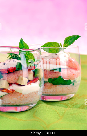 Individual tomato and basil mousse Stock Photo - Alamy