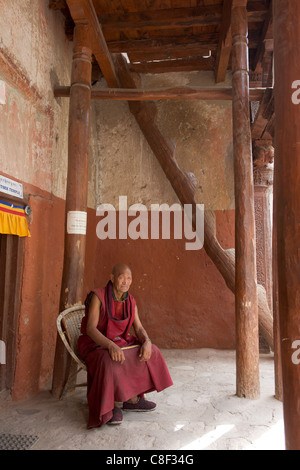 Monk outside of Sumtsek Temple, Alchi Village, (Ladakh) Jammu & Kashmir ...