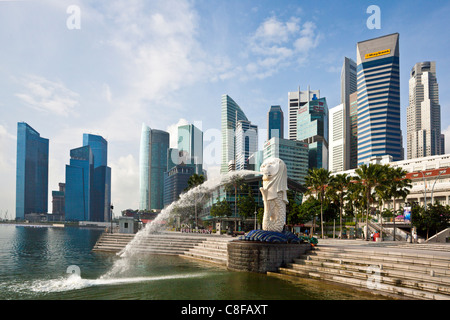 Singapore, Asia, Merlion, landmark, lion, mermaid, sculpture, water ...