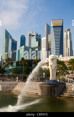 Singapore, Asia, Merlion, landmark, lion, mermaid, sculpture, water ...