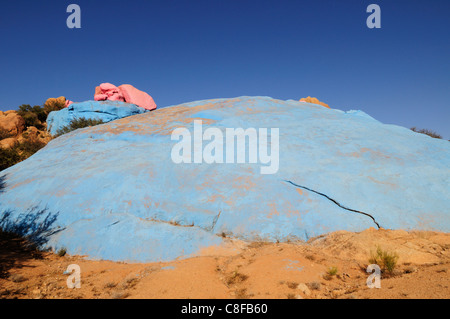 Painted blue rocks near Tafraoute in the Valley of the Anti-Atlas Stock ...