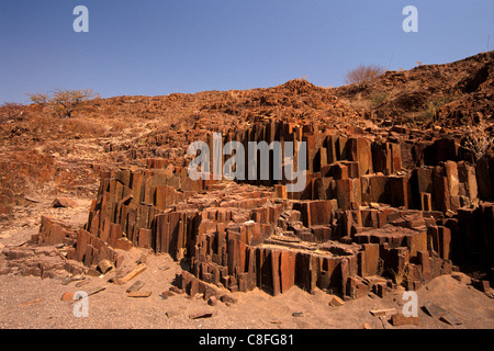 The Organ Pipes, dark brown intrusive dolerite, near the Burnt Mountain ...