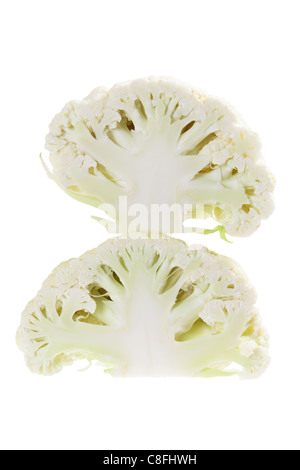 Cross-section cut of cauliflower isolated on white background (clipping ...