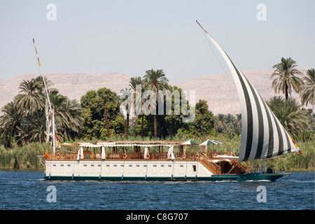 Egypt - a Dahabeeyah on the River Nile - Victorian period Stock Photo ...