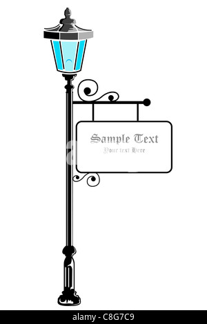 Retro Vintage Street Lamp Post with White Advertising Promotional ...