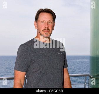 Larry Ellison (CEO, Oracle) aboard the Rising Sun yacht in Valencia ...