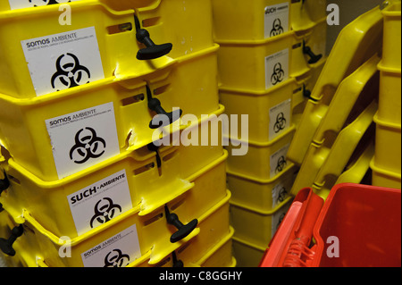 Biohazard waste disposal containers at hospital Stock Photo - Alamy