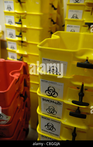 Biohazard waste disposal containers at hospital Stock Photo - Alamy