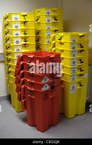 Biohazard waste disposal containers at hospital Stock Photo - Alamy