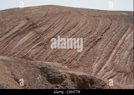 Steeply inclined rock strata in the Saharan desert near Ait Benhaddou ...