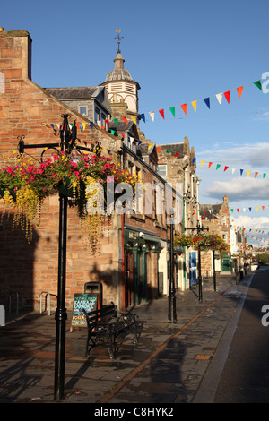 Town of Dingwall, Scotland. Picturesque view of the High Street with ...