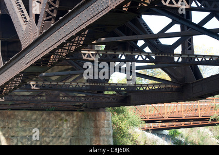 The underside of a train bridge Stock Photo - Alamy