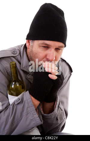 portrait of male homeless tramp over white background Stock Photo - Alamy