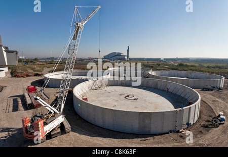 Tank construction at a sewage treatment works in South London Stock ...
