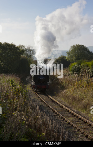 GWR Prairie tank 5552 in steam on the Bodmin and Wenford railway line ...