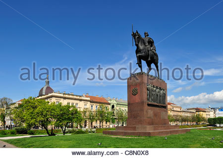 Statue of King Tomislav, the first Croatian king, in Zagreb, Croatia ...