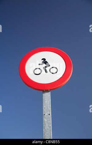 motorbikes forbidden red circle traffic sign at Spain Stock Photo - Alamy