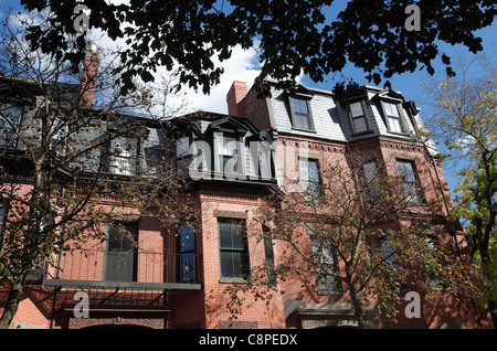 Back Bay apartment buildings In Boston, Massachusetts. Brownstone and ...