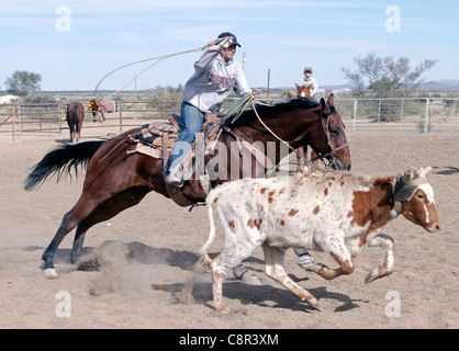 Family and friends team roping on a West Texas Ranch Stock Photo - Alamy