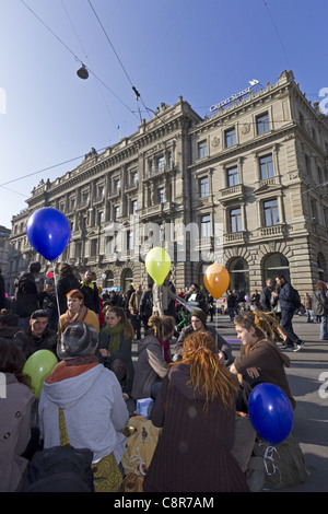 Occupy Paradeplatz Demo in front of Credit Suisse and UBS banking ...