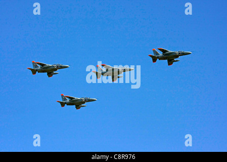 Formation flight of Kawasaki T4 trainer of Japan Air Self Defense Force ...