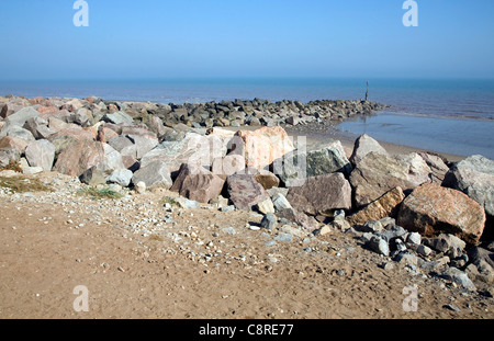 Rock armour groynes at Mappleton, Yorkshire, England Stock Photo - Alamy