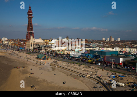 Blackpool sea front and Tower, Blackpool, Lancashire, England Stock ...