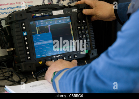 aircraft maintenance ultra-sonic crack testing Stock Photo - Alamy