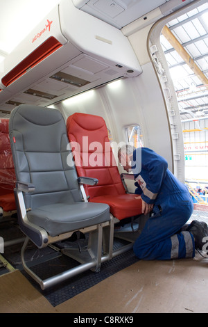 Boeing 757 cabin interior refurbishment underway Stock Photo - Alamy