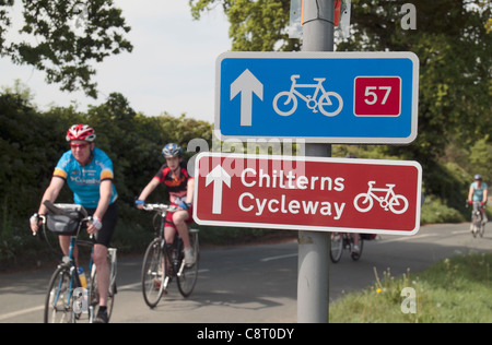 Road signs for the Chilterns Cycleway and national cycle route 57 near ...