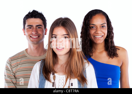 Three teenagers isolated on white background Stock Photo - Alamy