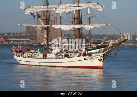 The two masted brig, tall sailing ship, of Stavros S Niarchos, under ...