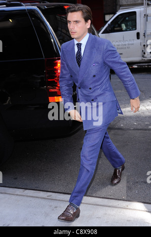 Scott Disick wearing suit Armani enters his Midtown Manhattan hotel out ...